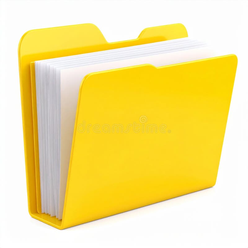 A Yellow File Cabinet Icon with Open Drawers Isolated on a White ...