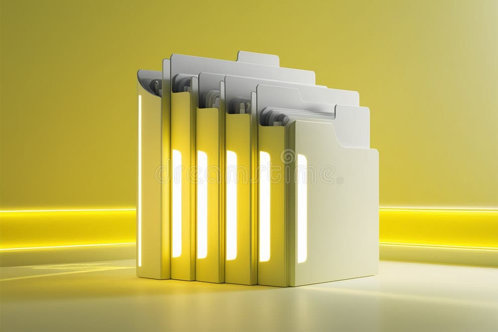Yellow Files and Folders- Data Storage and Protection Concept ...