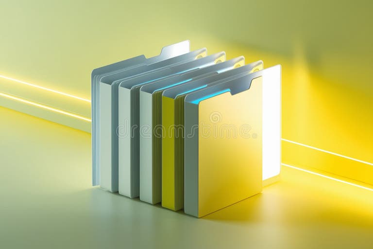 Yellow Files and Folders- Data Storage and Protection Concept ...