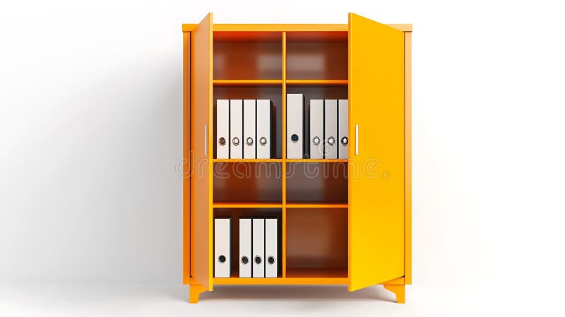 A Yellow Filing Cabinet with Many Files Inside Stock Image - Image of ...
