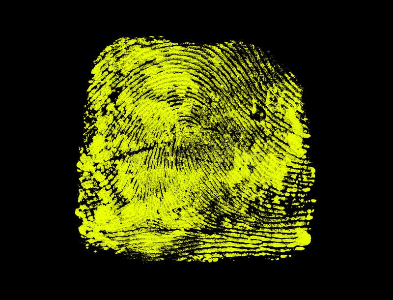 Yellow Fingerprint on Black Background Stock Image - Image of high ...