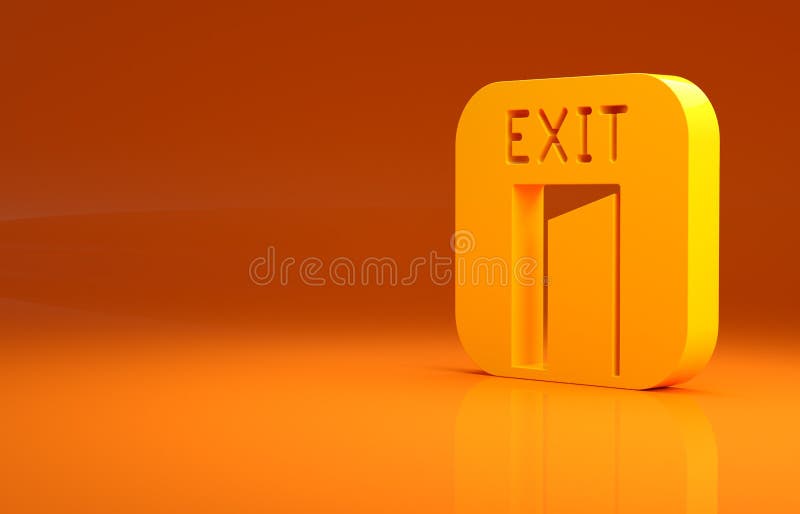 Yellow Fire Exit Icon Isolated on Orange Background. Fire Emergency ...