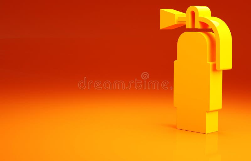 Yellow Fire Extinguisher Icon Isolated on Orange Background. Minimalism ...