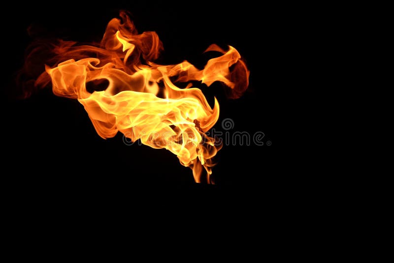 Yellow Fire Flames Isolated on a Black Background Stock Illustration ...