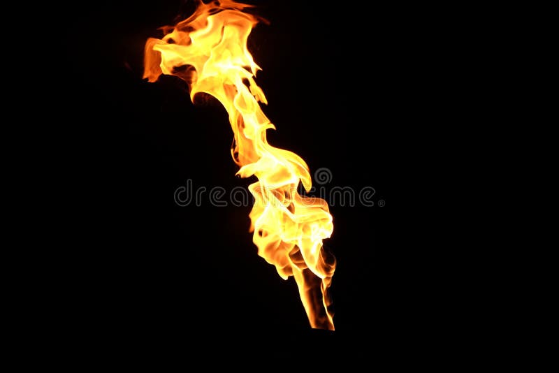 Yellow Fire Flames Isolated on a Black Background Stock Illustration ...