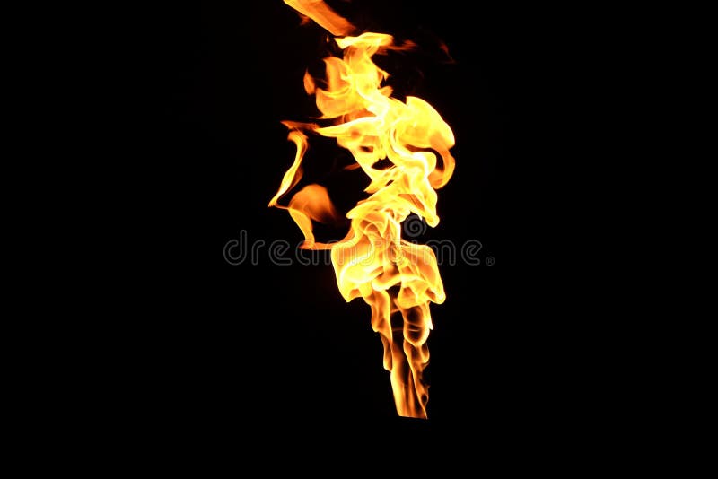 Yellow Fire Flames Isolated on a Black Background Stock Illustration ...