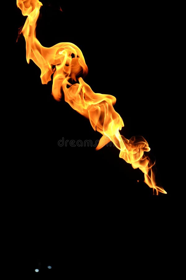 Yellow Fire Flames Isolated on a Black Background Stock Illustration ...