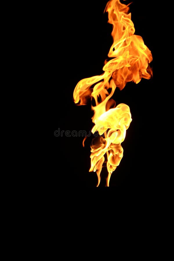 Yellow Fire Flames Isolated on a Black Background Stock Illustration ...