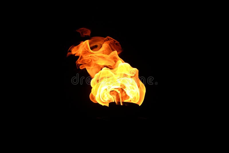 Yellow Fire Flames Isolated on a Black Background Stock Illustration ...