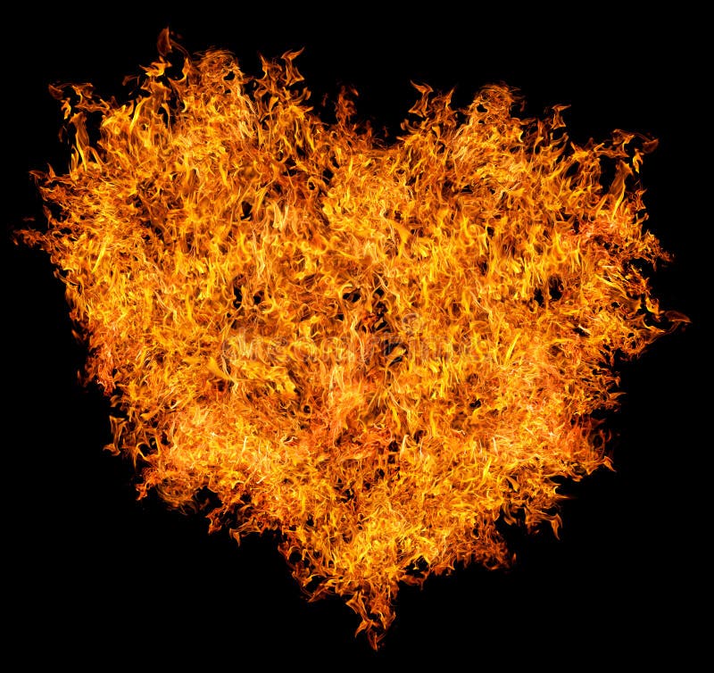 Yellow fire heart on black stock image. Image of motion - 29518165