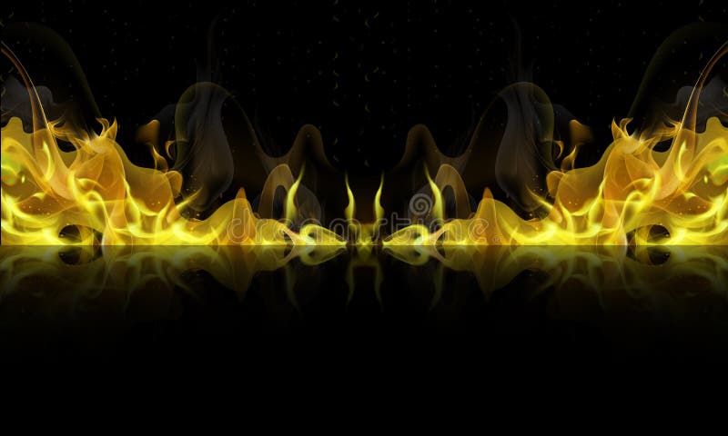 Yellow Fire with Reflection on a Black Background Stock Vector ...