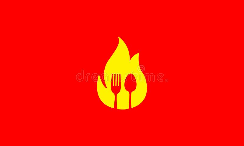 Yellow Fire with Spoon and Fork Logo Design Vector Icon Symbol ...