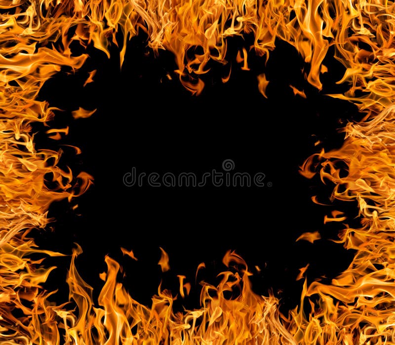 Yellow Fire Wide Frame Isolated on Black Stock Illustration ...