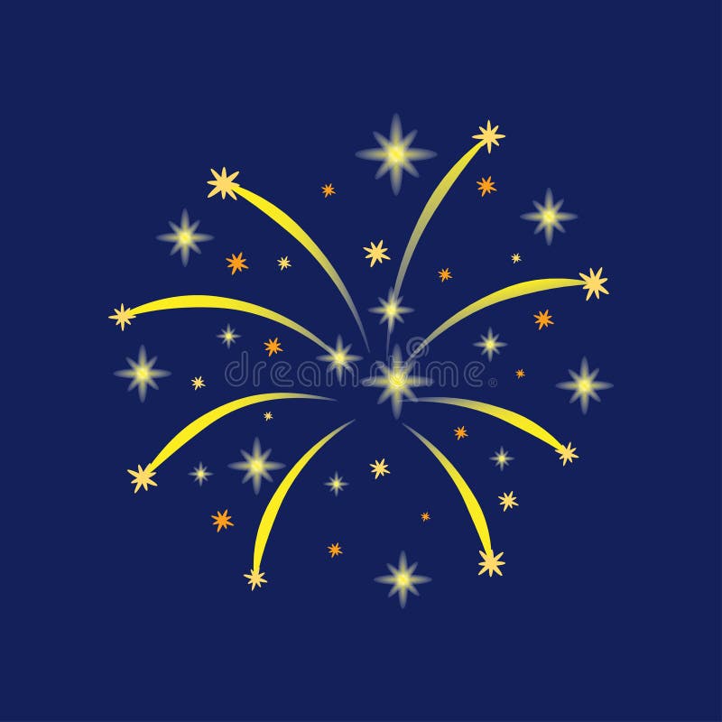 Yellow Firework with Orange Sparks on a Dark Background. Vector ...