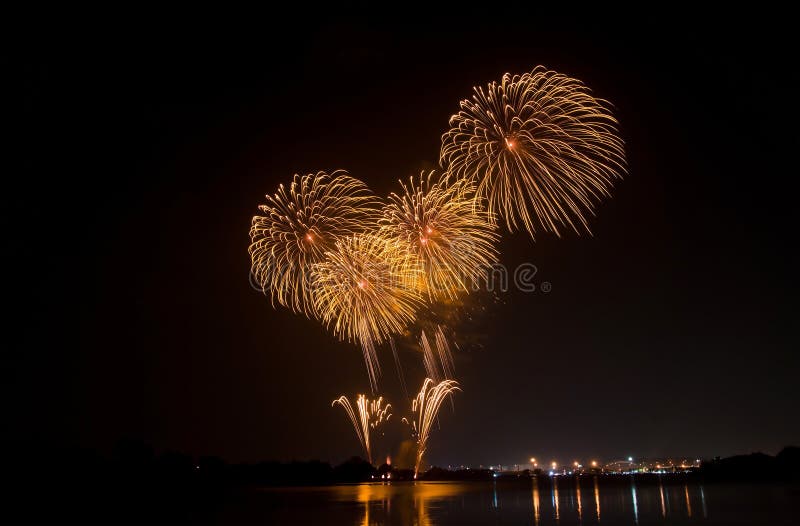 Yellow fireworks stock photo. Image of bang, rockets - 37997458