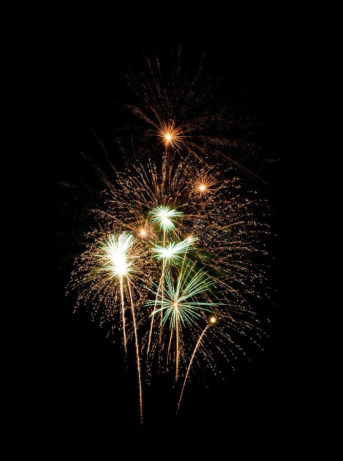 Yellow Fireworks Celebration and Anniversary on Night Sky Background ...