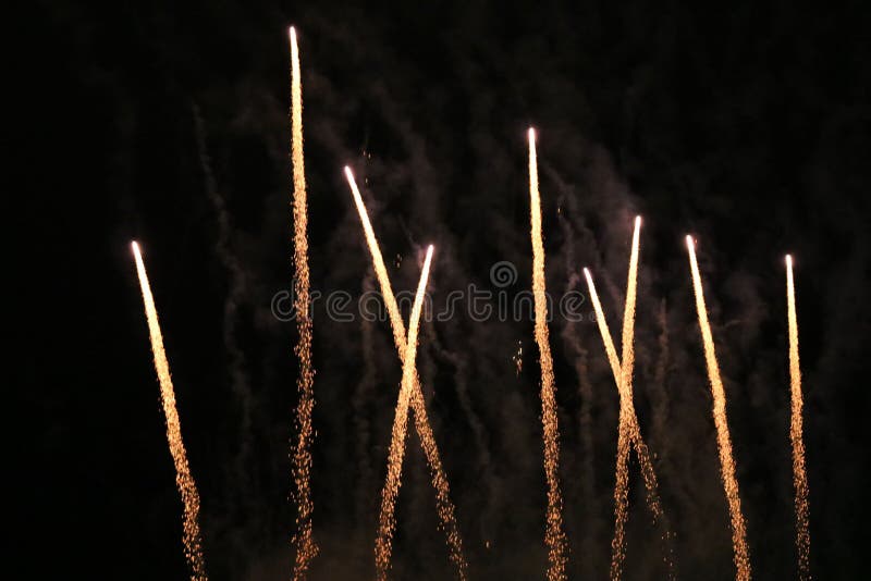 Yellow Fireworks Shooting into the Sky during Celebration at Dartmouth ...