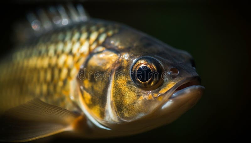 Yellow Fish in Freshwater Pond, Close Up of Animal Eye Generated by AI ...