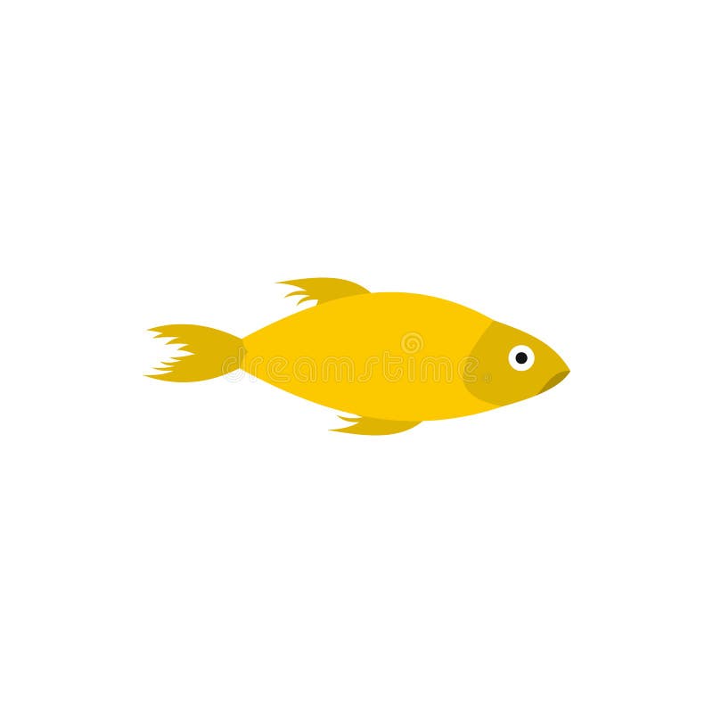 Yellow Fish Icon in Flat Style Stock Illustration - Illustration of ...