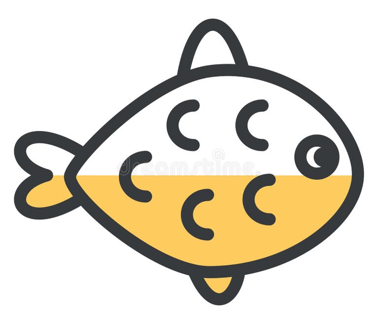 Yellow fish, icon stock vector. Illustration of vector - 261078680