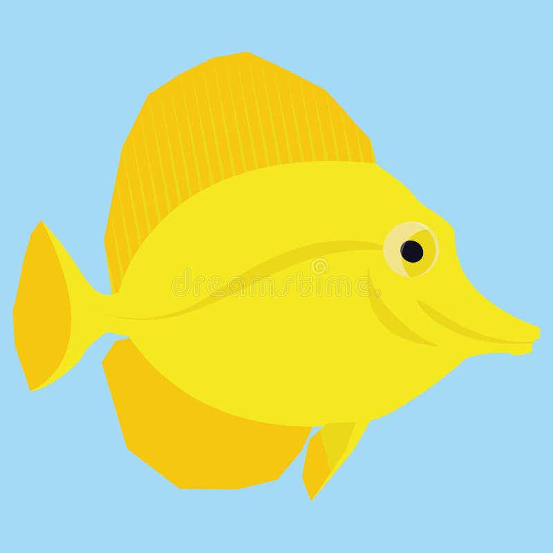 Yellow Fish Isolated on Blue Background Stock Illustration ...