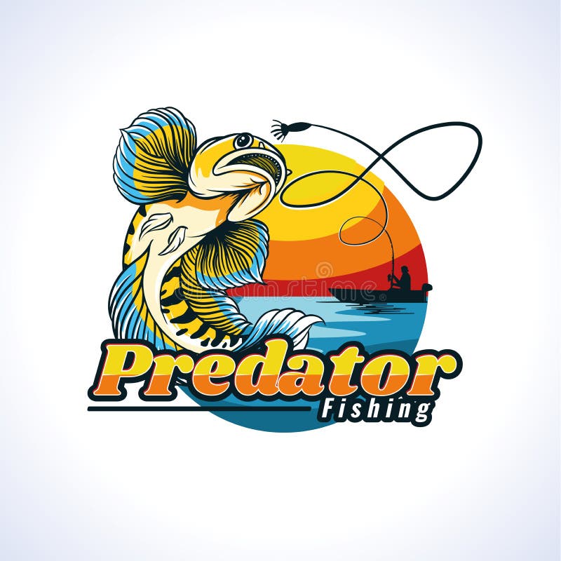 Yellow Fish Predator Fishing Logo Stock Illustration - Illustration of ...