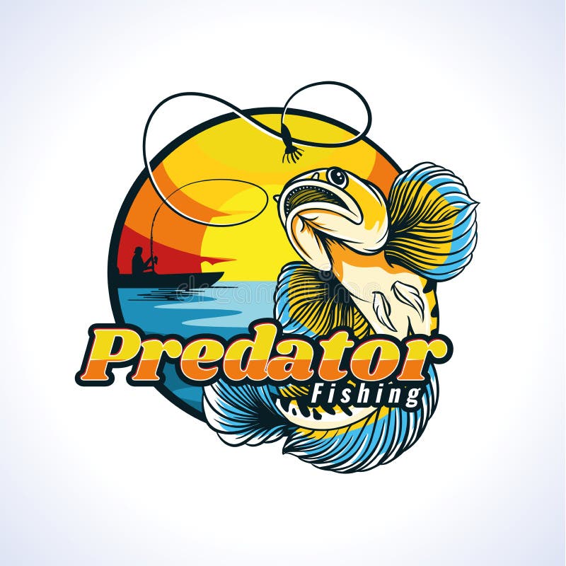 Yellow Fish Predator Fishing Style Logo Stock Illustration ...
