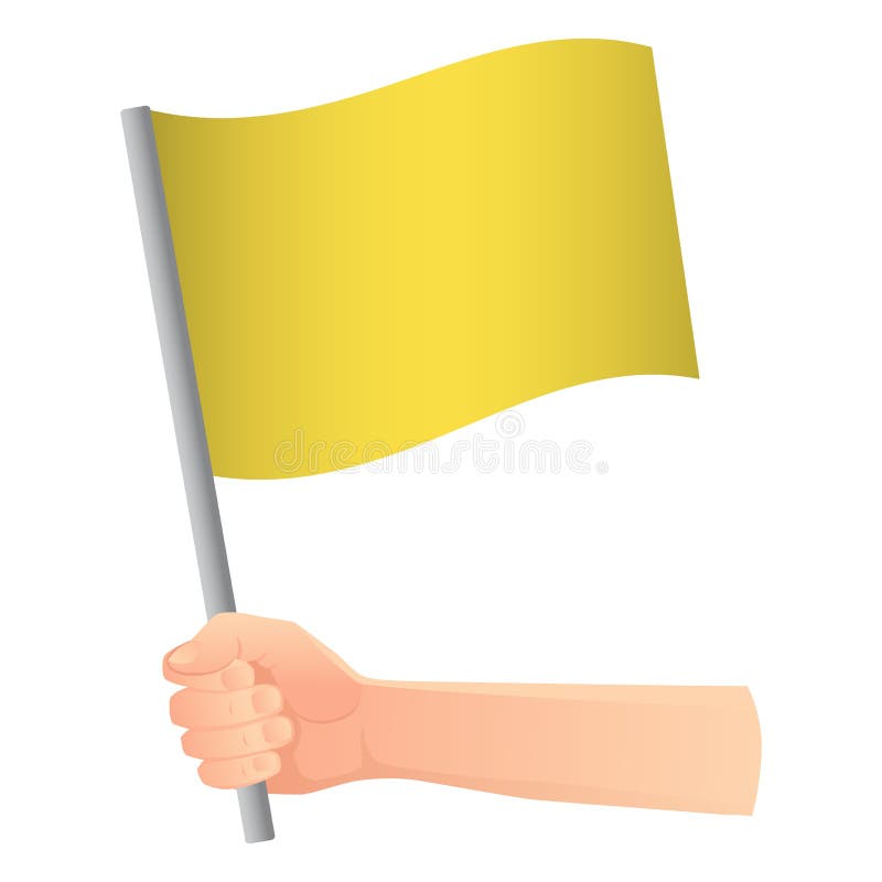 Yellow flag in hand stock illustration. Illustration of flagpole ...