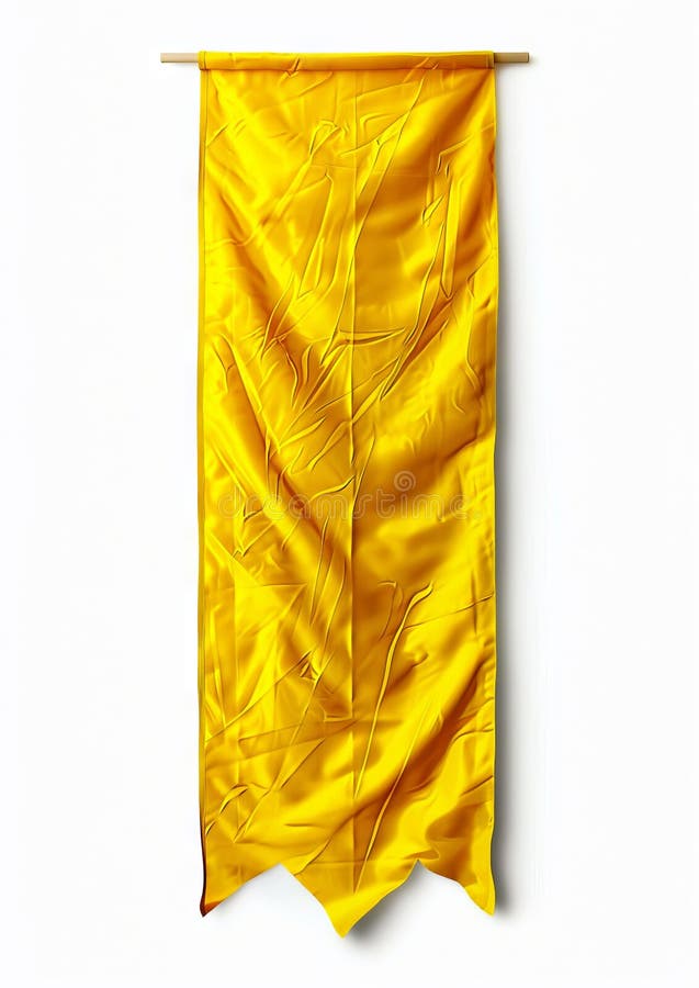 A Yellow Flag Hanging on a White Wall Stock Photo - Image of energy ...