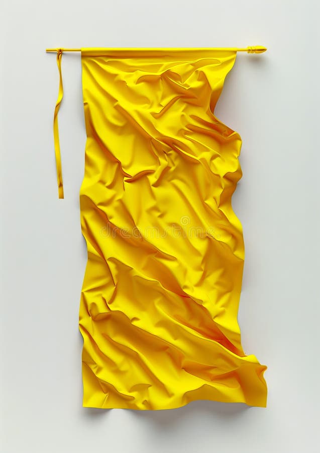 A Yellow Flag Hanging on a White Wall Stock Illustration - Illustration ...