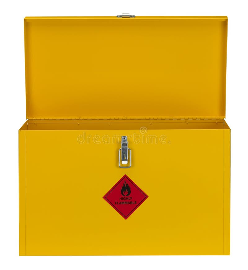 Yellow Flammable Safety Locker Stock Image - Image of white, dangerous ...