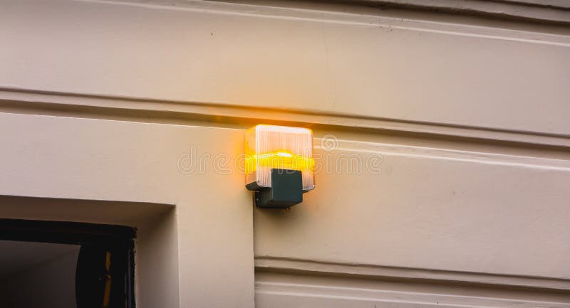 Yellow Flashing Light at the Exit of a Parking Lot Stock Image - Image ...