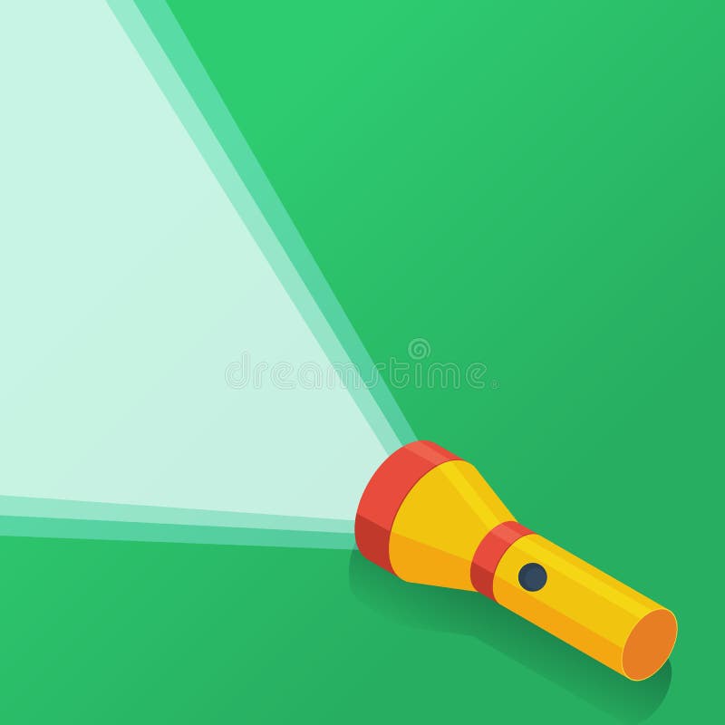 Yellow Flashlight in Flat Style on Dark Background Stock Vector ...