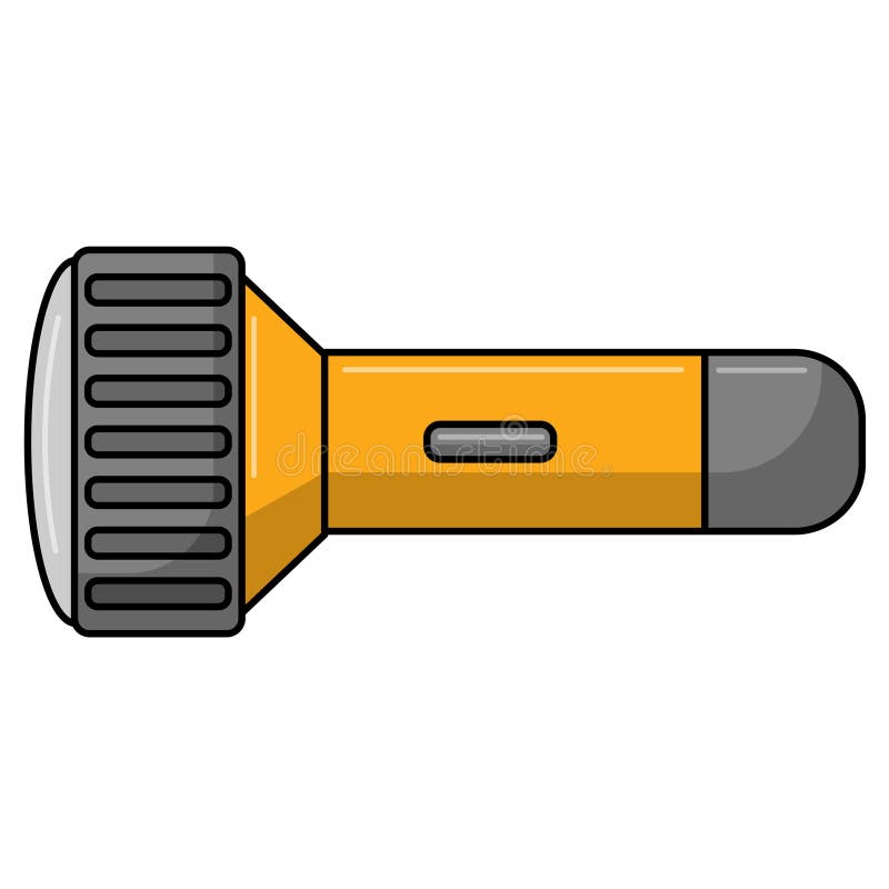 Yellow Flashlight Flat Vector Illustration, Clip Art Flashlight, Yellow ...