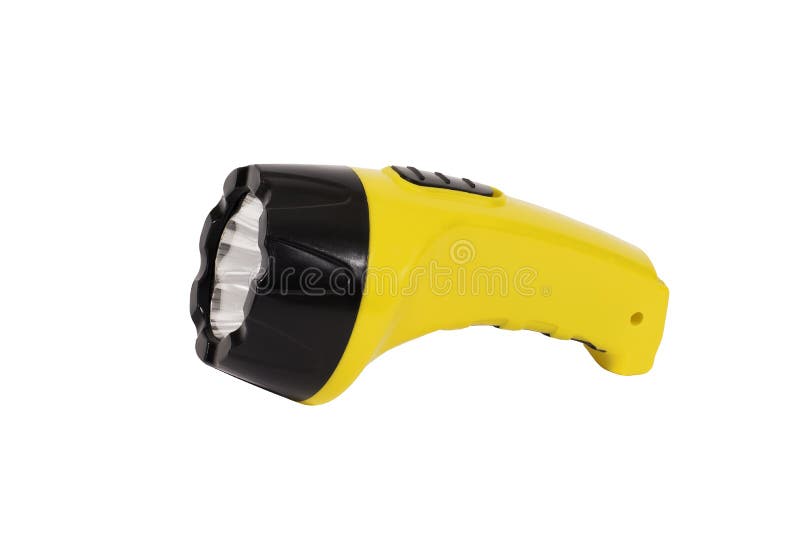 Yellow Flashlight, Isolated, on White Background Stock Photo - Image of ...