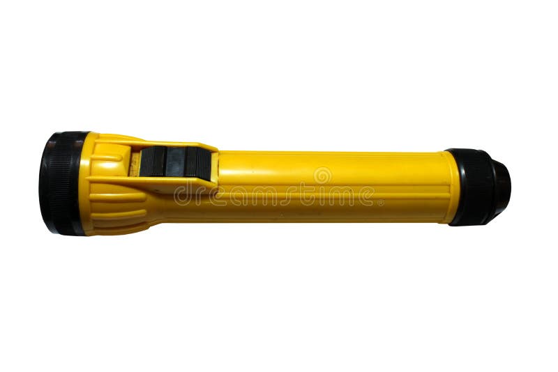 Yellow Flashlight Isolated on White Stock Image - Image of handle ...
