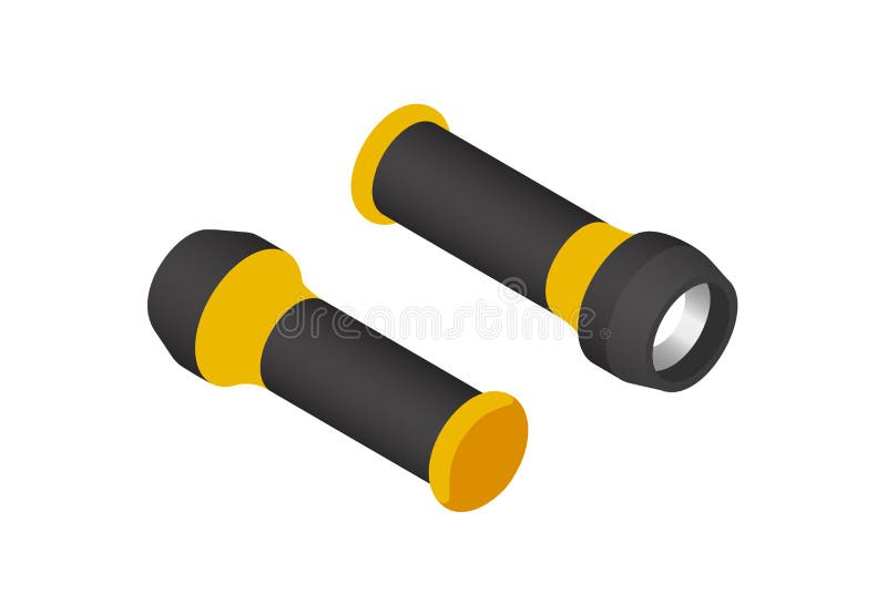 Flashlight Isometric Icon. 3d Line Art Technical Drawing. Editable ...