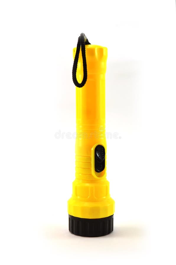 Yellow flashlight stock photo. Image of equipment, rope - 42178226