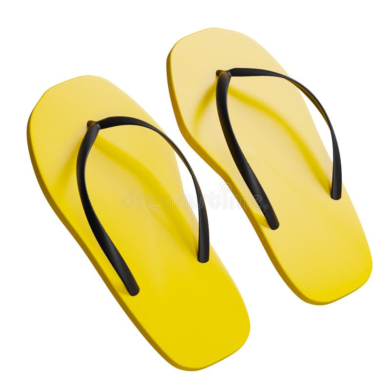 Yellow Flip Flop Isolated White Background 3D Rendering Stock ...