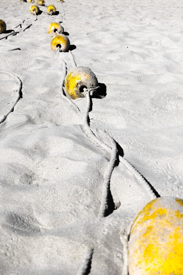 Yellow Float Barrier on Beach Sand Stock Illustration - Illustration of ...