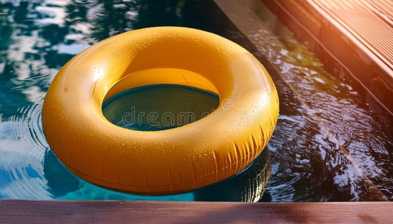Yellow Float Floating in the Pool with Blue Water. Stock Illustration ...