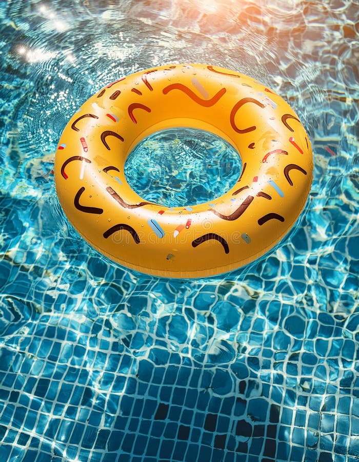 Yellow Float Floating in the Pool with Blue Water. Stock Illustration ...