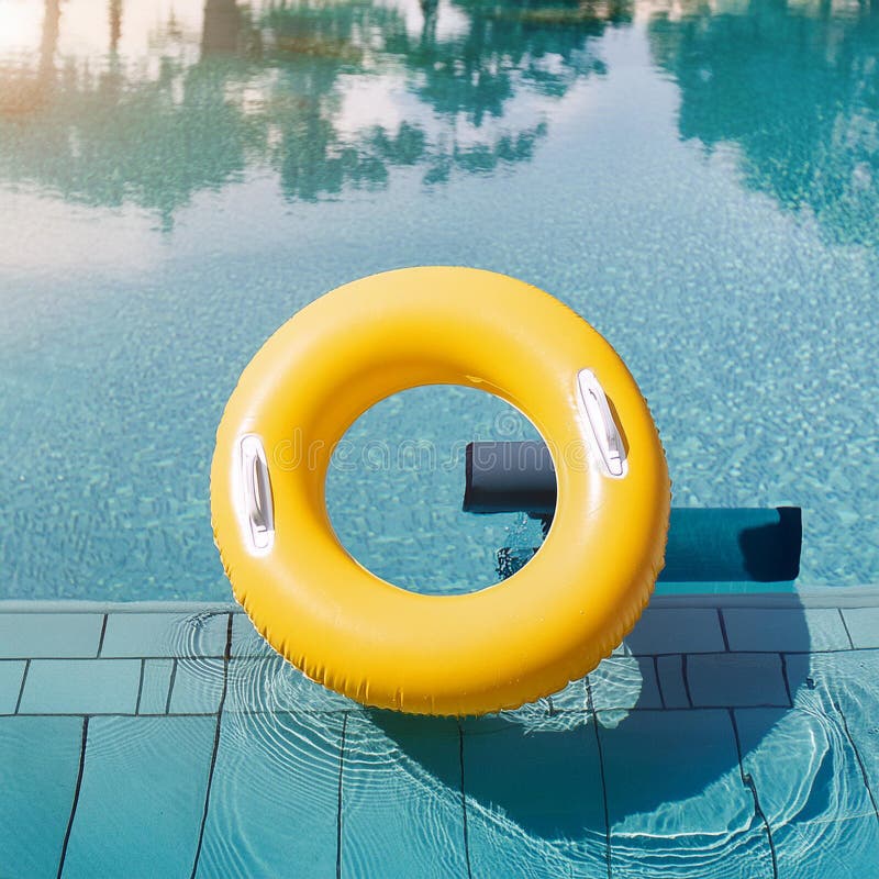 Yellow Float Floating in the Pool with Blue Water. Stock Illustration ...