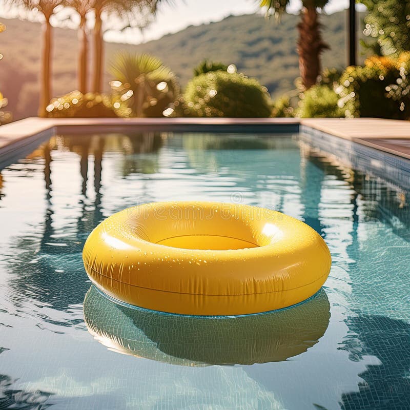Yellow Float Floating in the Pool with Blue Water. Stock Illustration ...