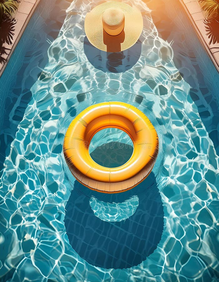 Yellow Float Floating in the Pool with Blue Water. Stock Illustration - Illustration of sunny ...
