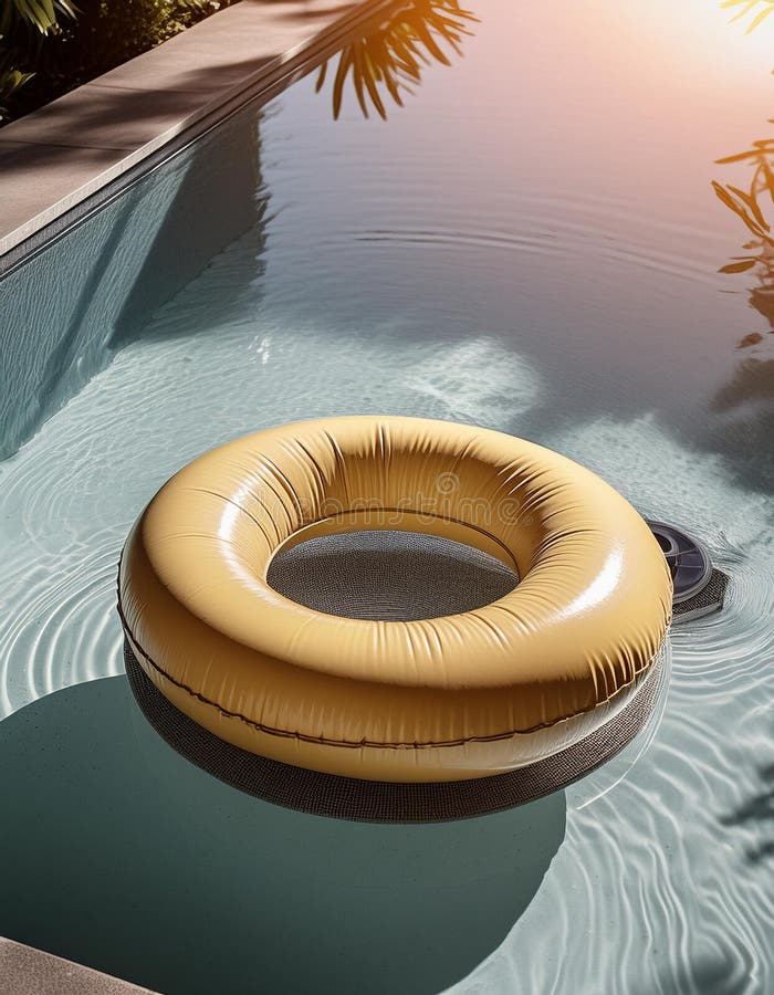 Yellow Float Floating in the Pool with Blue Water. Stock Illustration ...