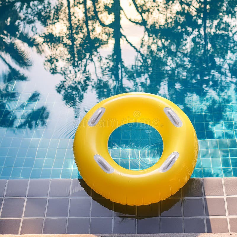 Yellow Float Floating in the Pool with Blue Water. Stock Illustration ...