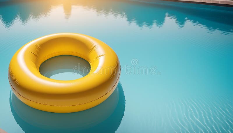 Yellow Float Floating in the Pool with Blue Water. Stock Illustration ...