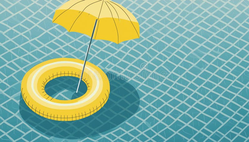 Yellow Float Floating in the Pool with Blue Water. Stock Illustration ...