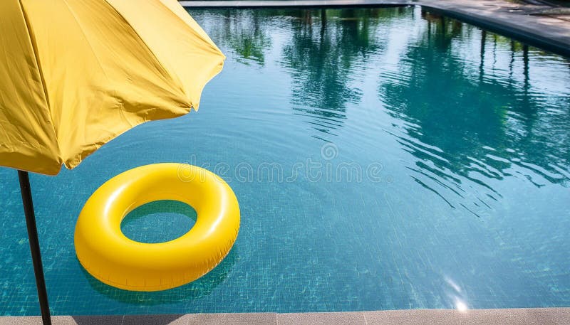 Yellow Float Floating in the Pool with Blue Water Stock Illustration ...